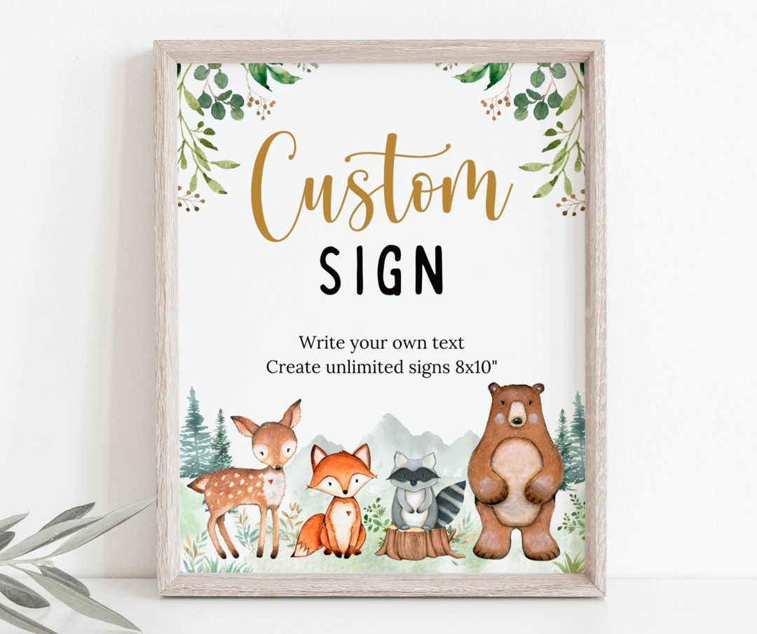 Woodland Custom Sign, Woodland Editable Sign Template, 8x10, Woodland ...