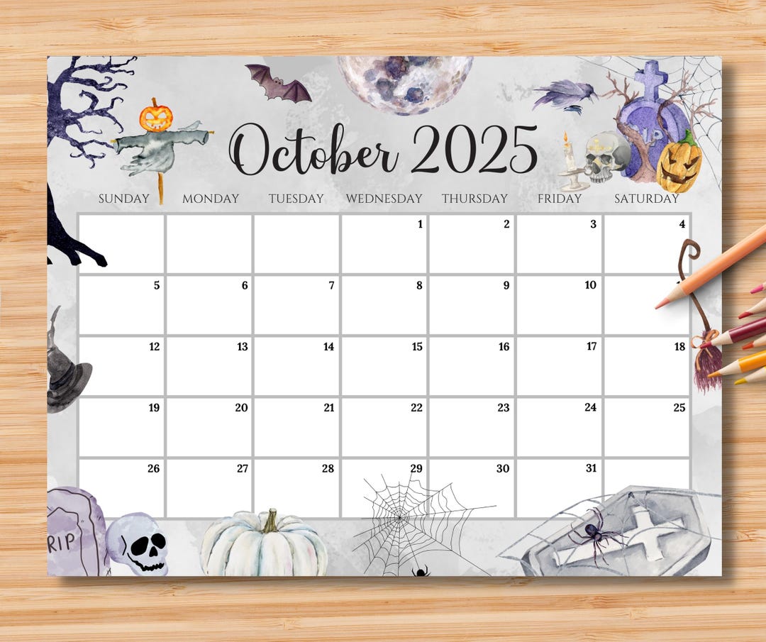 EDITABLE October 2025 Calendar, Spooky Halloween Planner, Printable ...