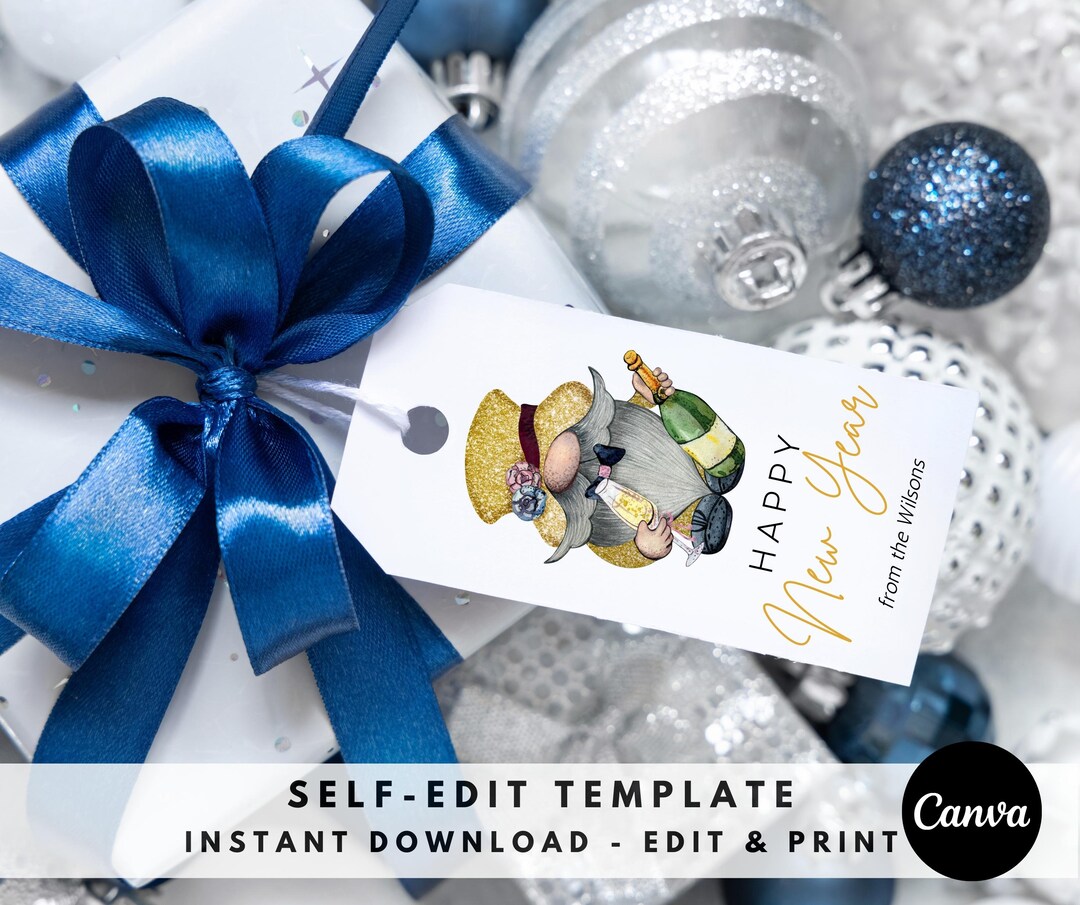 EDITABLE New Year Gift Tag Holiday Gift Tag Template With - Etsy