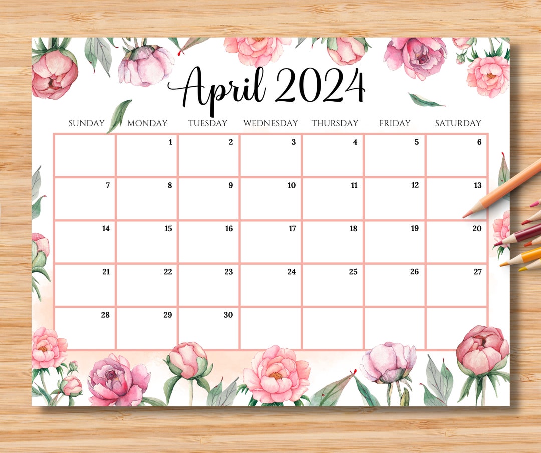 EDITABLE April 2024 Calendar, Fillable Spring Planner, Monthly Schedule ...