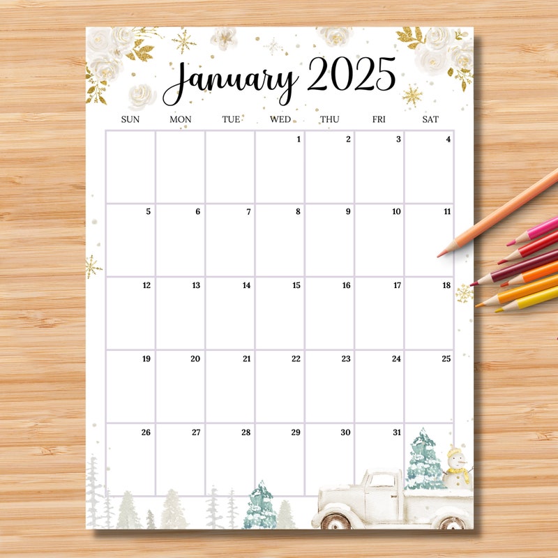 January Vertical Calendar - Etsy