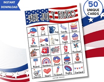 Printable Fourth of July Bingo Cards Set of 1000 - Etsy