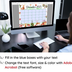 EDITABLE December 2025 Calendar, Colorful Christmas With Cute Reindeers ...