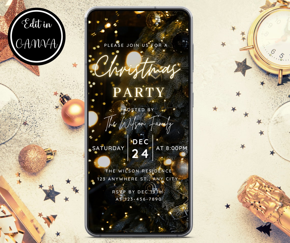 Editable Digital Christmas Invitation Electronic Christmas - Etsy