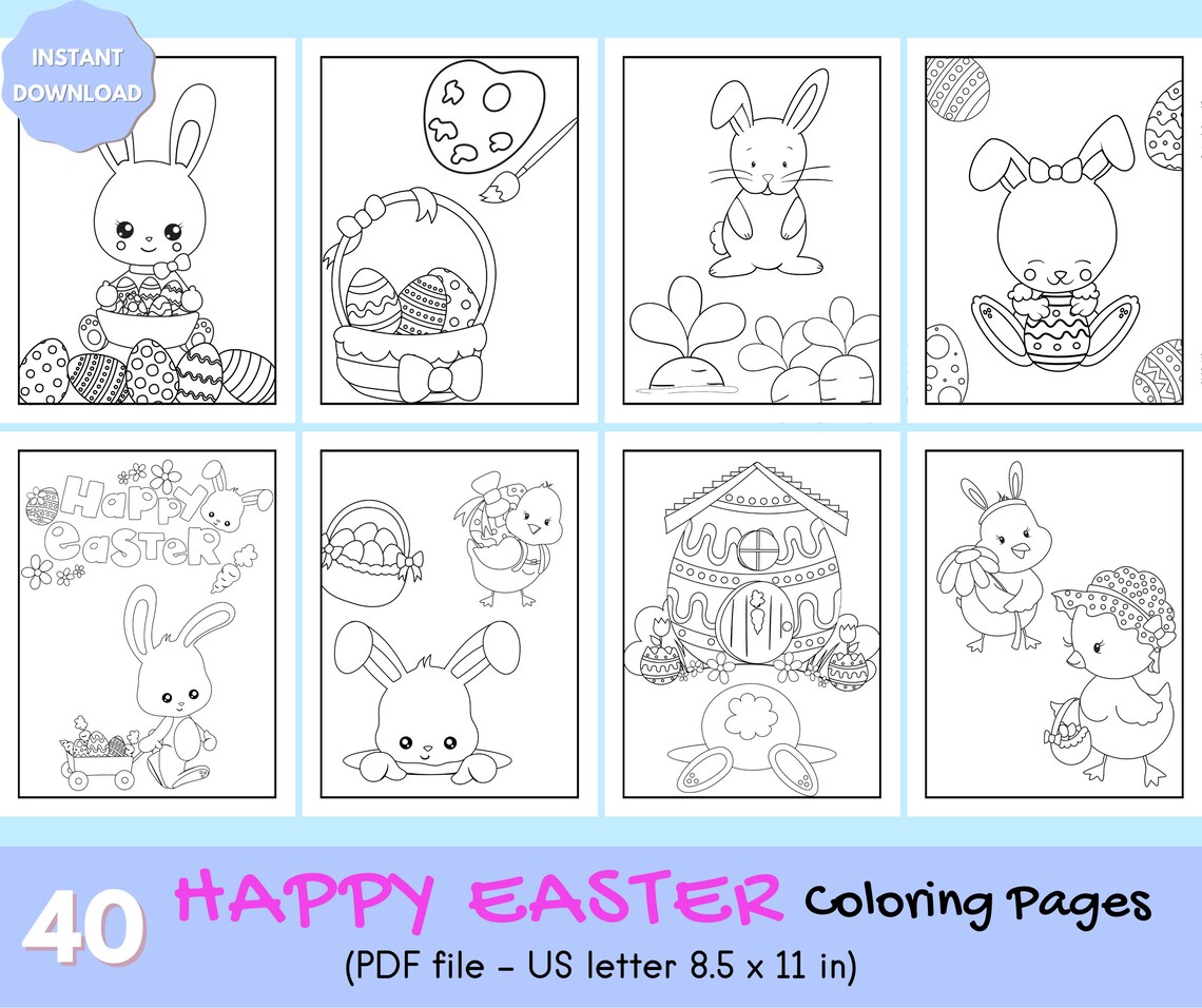 40 Printable Easter Coloring Pages for Kids Boys Girls | Etsy