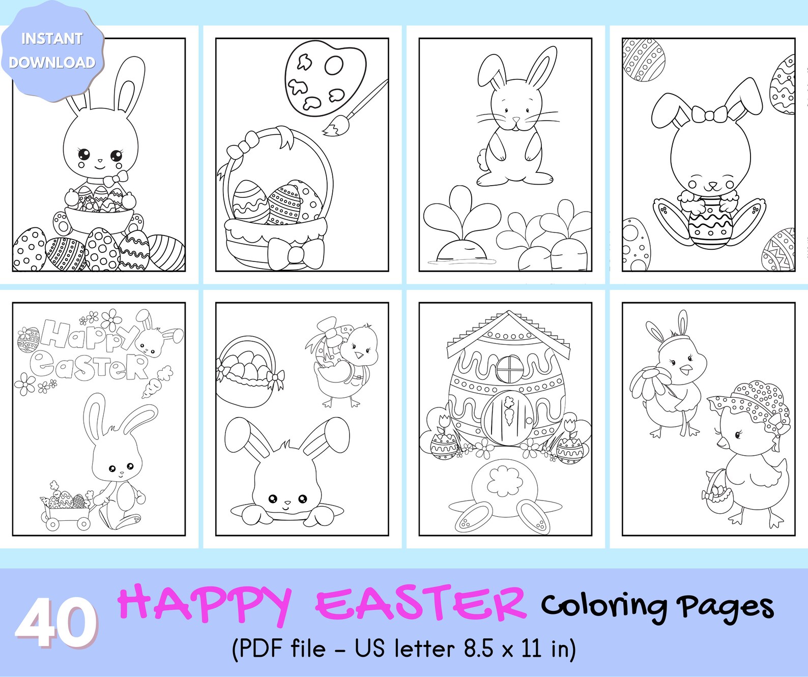 40 Printable Easter Coloring Pages for Kids Boys Girls | Etsy