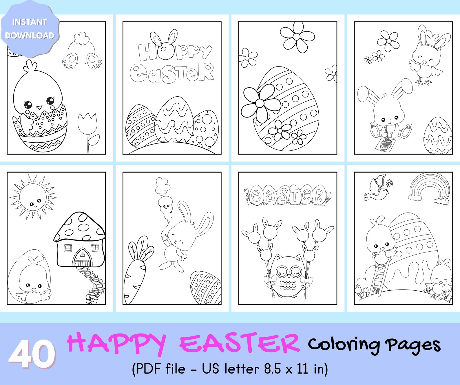 40 Printable Easter Coloring Pages for Kids Boys Girls | Etsy