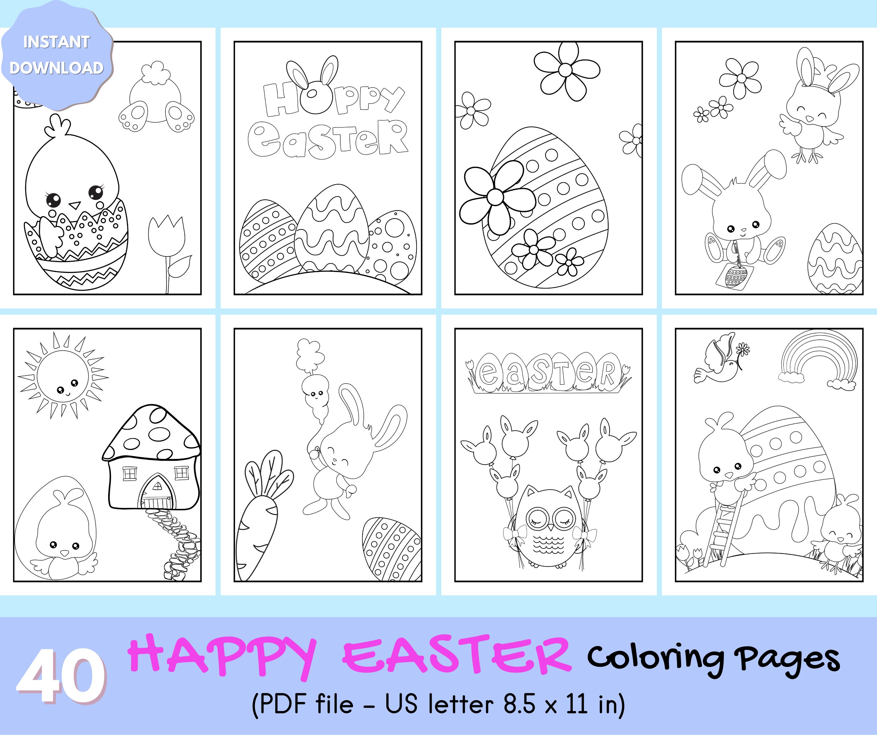 40 Printable Easter Coloring Pages for Kids Boys Girls - Etsy