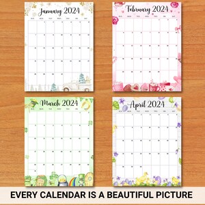 EDITABLE Vertical/portrait Monthly Calendar 2024 Bundle, Printable ...