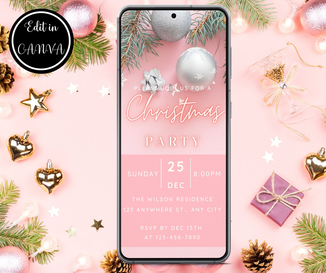 Editable Digital Christmas Invitation Electronic Christmas - Etsy