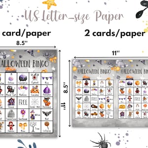 Printable Halloween Bingo, 50 Unique Bingo Cards With Label, Halloween ...