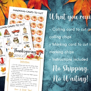 Printable Thanksgiving Bingo Game, 50 Unique Bingo Cards W/labels, Fall ...