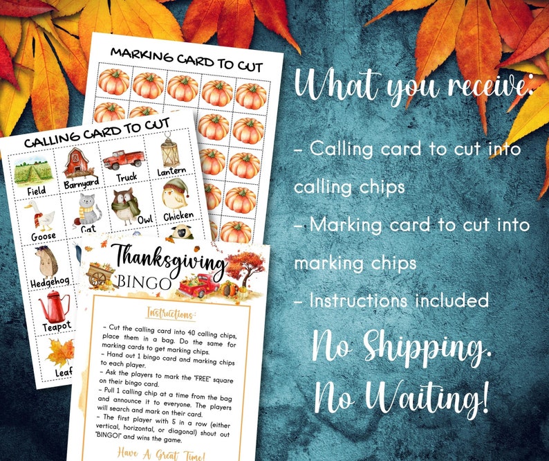 Printable Thanksgiving Bingo Game 50 Unique Bingo Cards - Etsy
