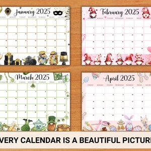 EDITABLE Gnome Monthly Calendar 2025, Printable Monthly Planner ...