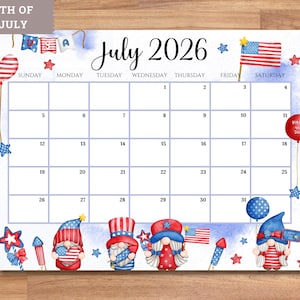 Editable Gnome 2026 Calendar | Cute Monthly Planner PDF | Printable ...