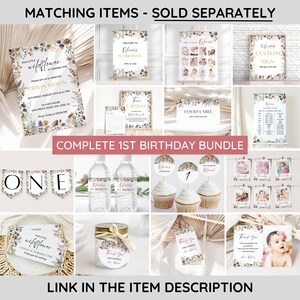 Wildflower First Birthday Photo Sign Template, Boho Wildflower First ...