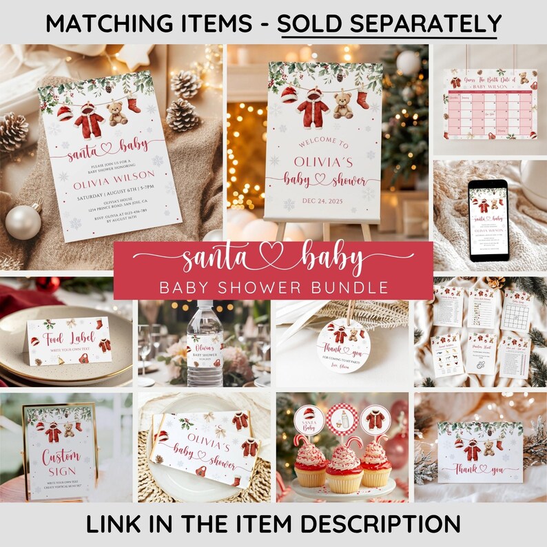 Santa Baby Shower Game Bundle, Christmas Baby Sprinkle Games, Gender ...