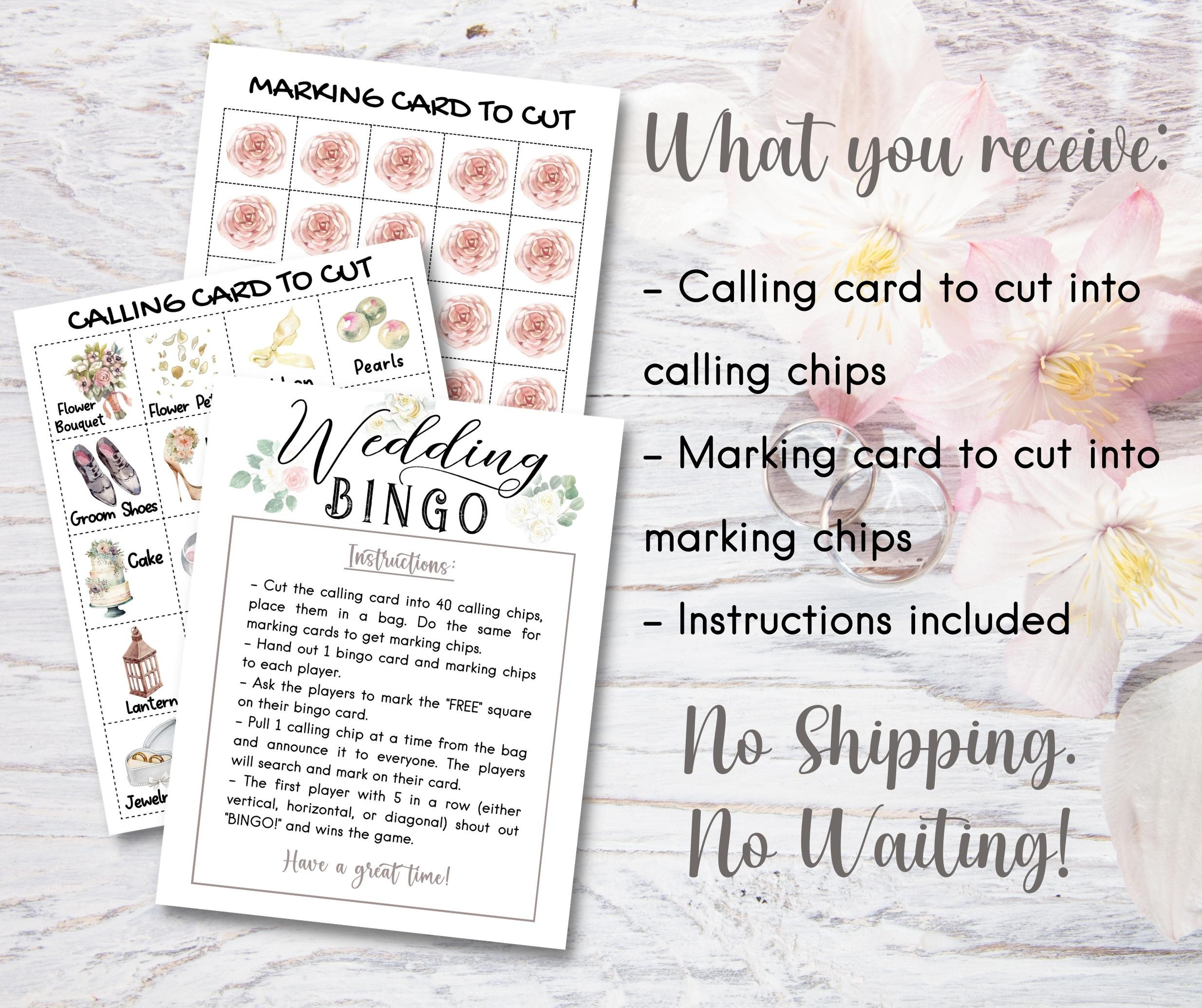 Wedding Bingo Cards 50 Unique Bingo Cards W/labels Printable - Etsy UK