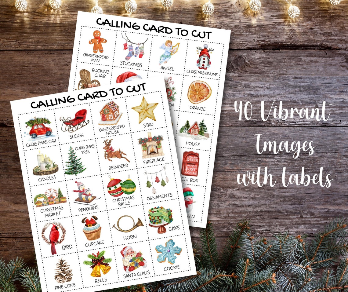 Christmas Bingo, 50 Unique Bingo Cards W/label, Christmas Bingo ...