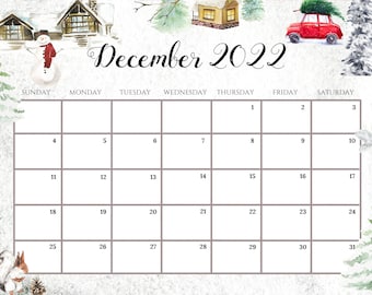 Printable December Calendar | Etsy