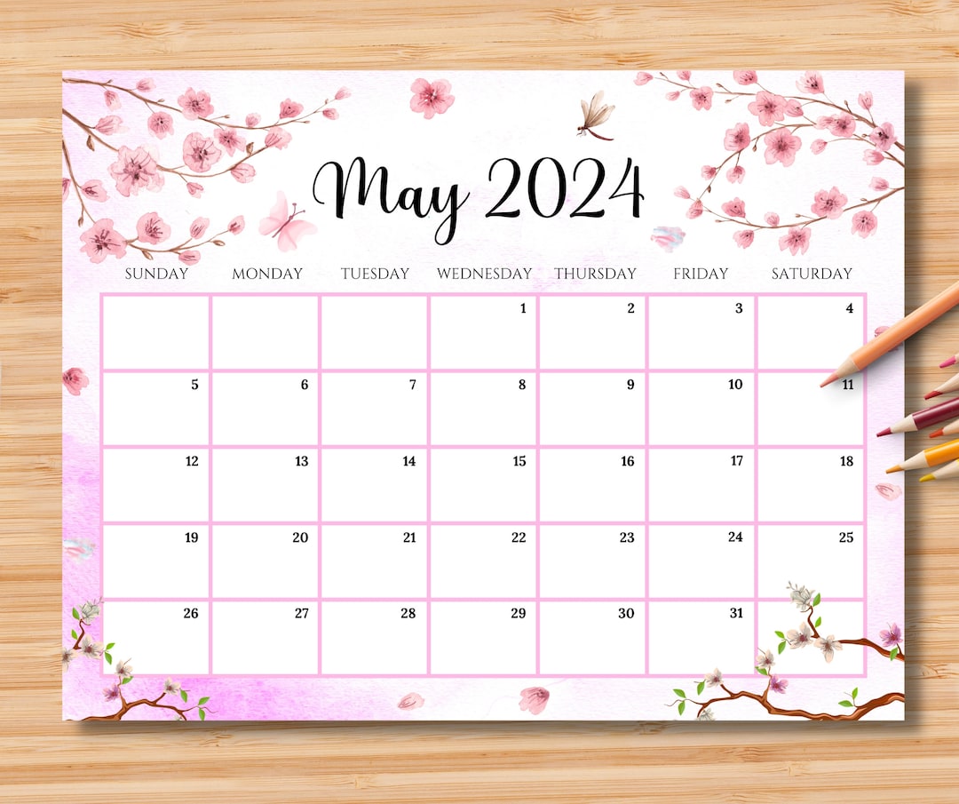 EDITABLE May 2024 Calendar, Fillable Spring Planner, Monthly Schedule ...