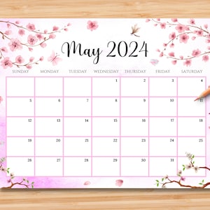 EDITABLE May 2024 Calendar, Fillable Spring Planner, Monthly Schedule ...