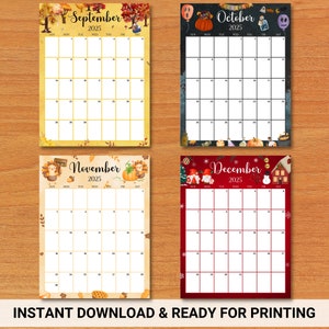 EDITABLE Vertical/portrait Monthly Calendar 2025 Bundle, Cute Printable ...