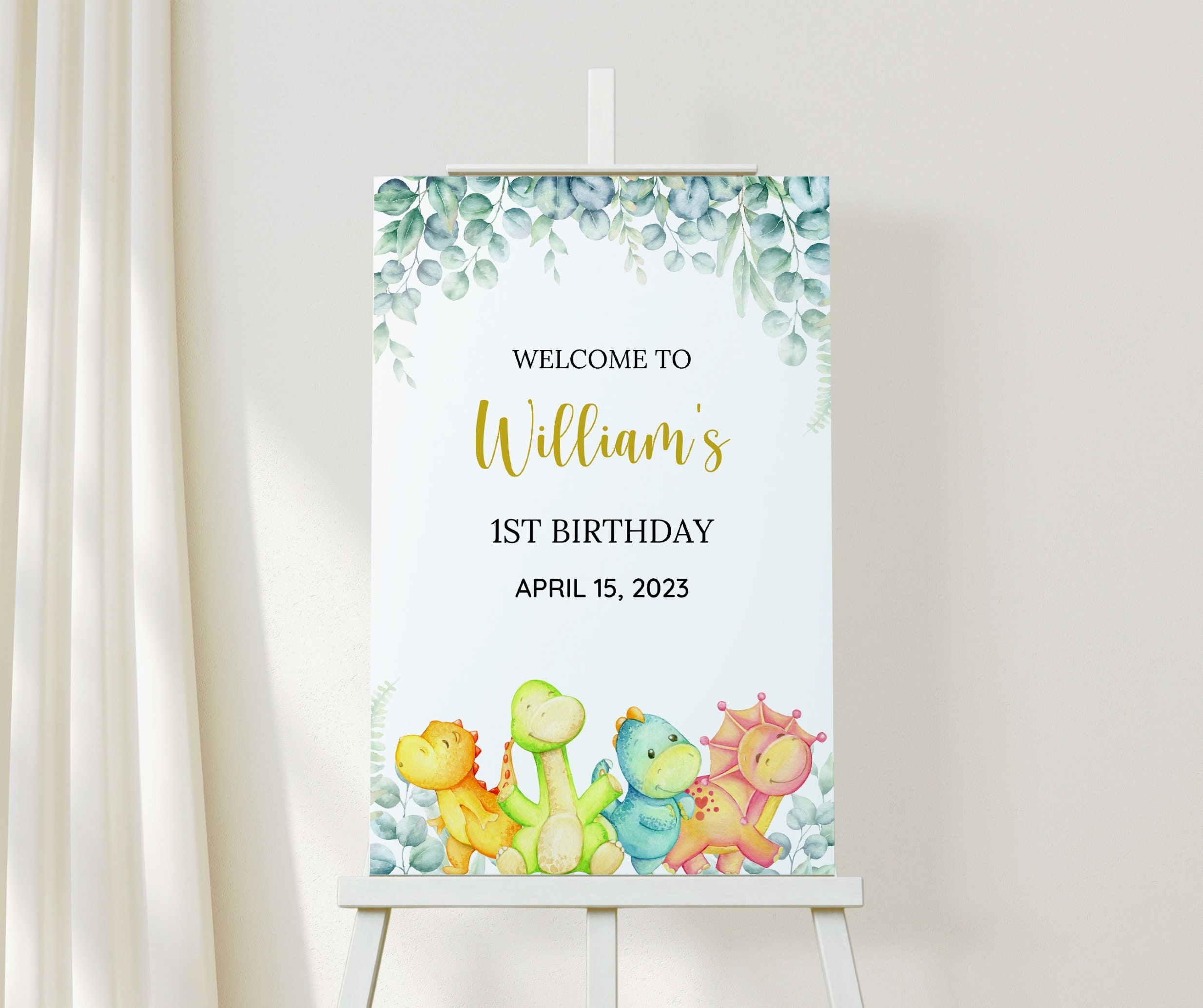 Dinosaur Birthday Welcome Sign, Dino Birthday Party Welcome Decoration ...