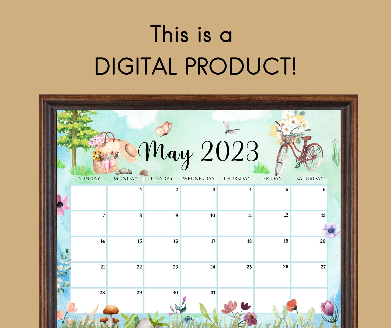 EDITABLE May 2023 Calendar Hello Spring With Colorful - Etsy