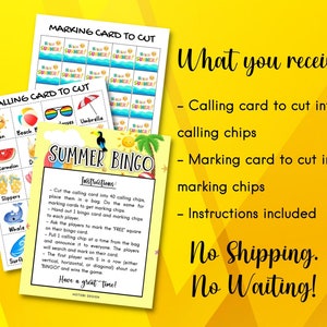 Printable Summer Bingo Game, 50 Unique Bingo Cards W/labels, Summer ...