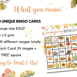 Printable Thanksgiving Bingo, 30 Unique Thanksgiving Bingo Cards, Happy ...