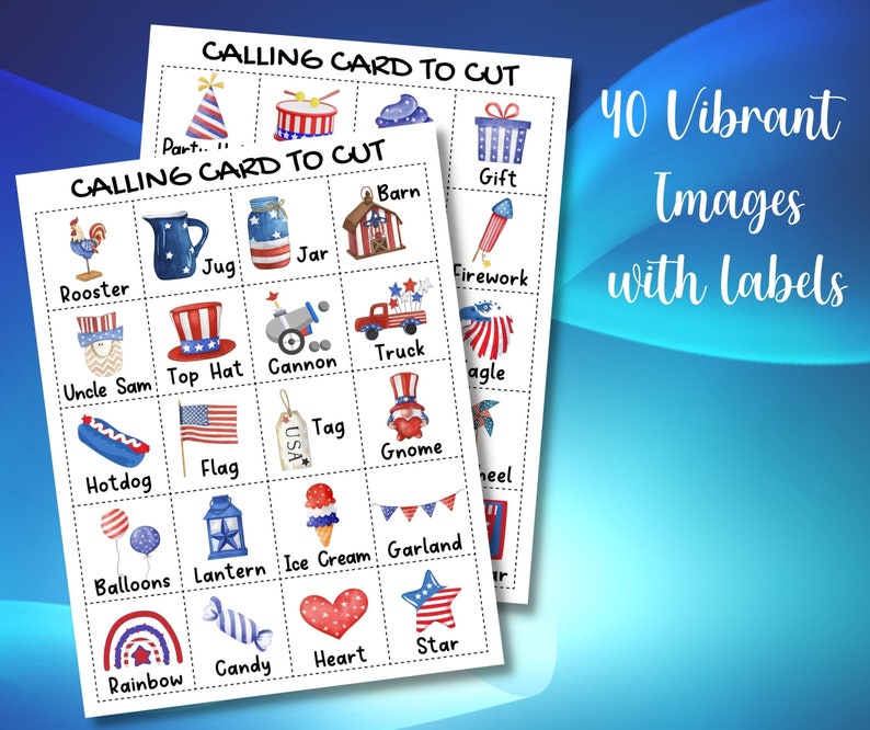 50 Unique 4th of July Bingo Cards, Patriotic Bingo Game, Independence ...