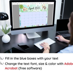 EDITABLE April 2025 Calendar, Beautiful Spring W/ Flower & Butterfly ...