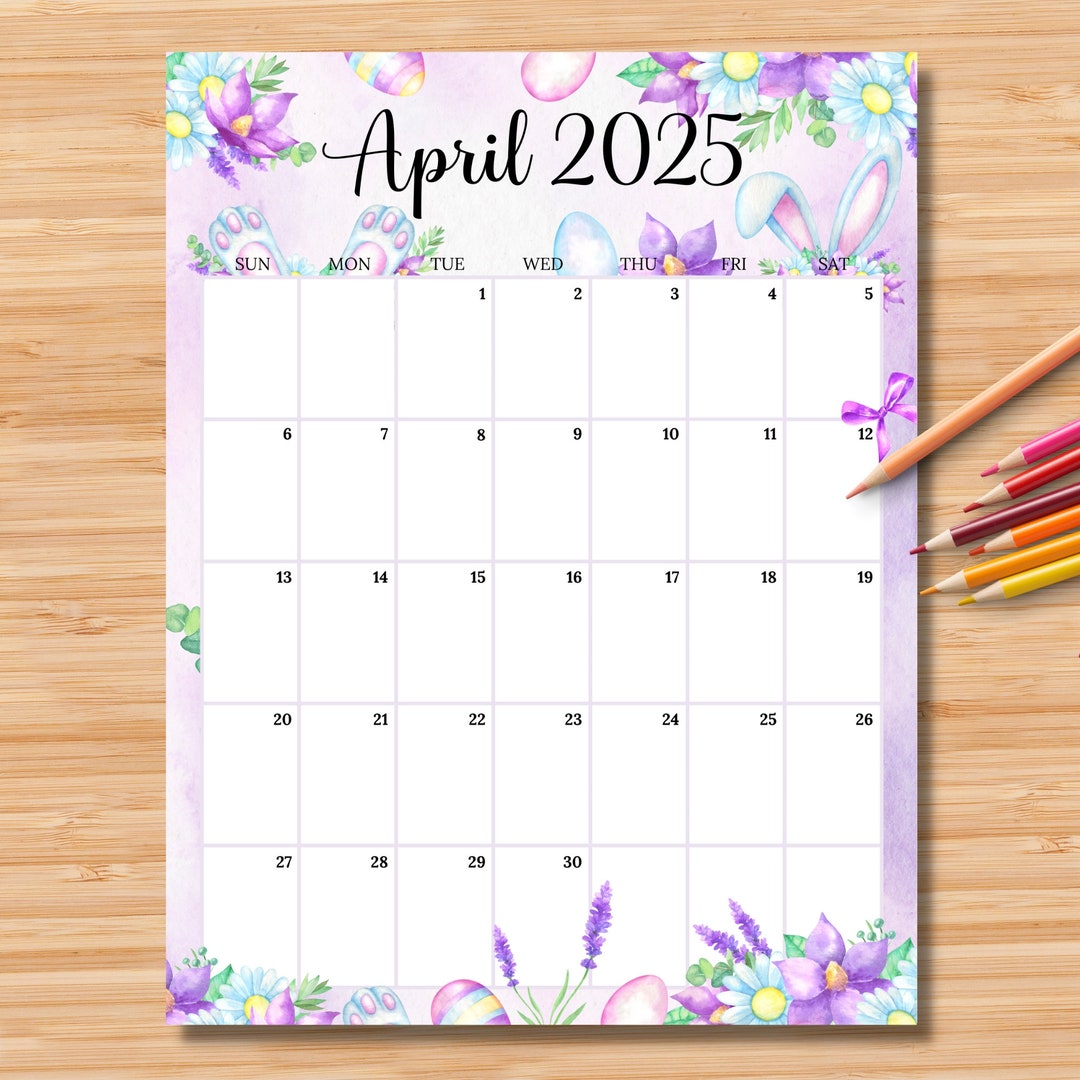 EDITABLE April 2025 Calendar (vertical / Portrait), Easter Day Planner ...