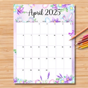EDITABLE April 2025 Calendar (vertical / Portrait), Easter Day Planner ...