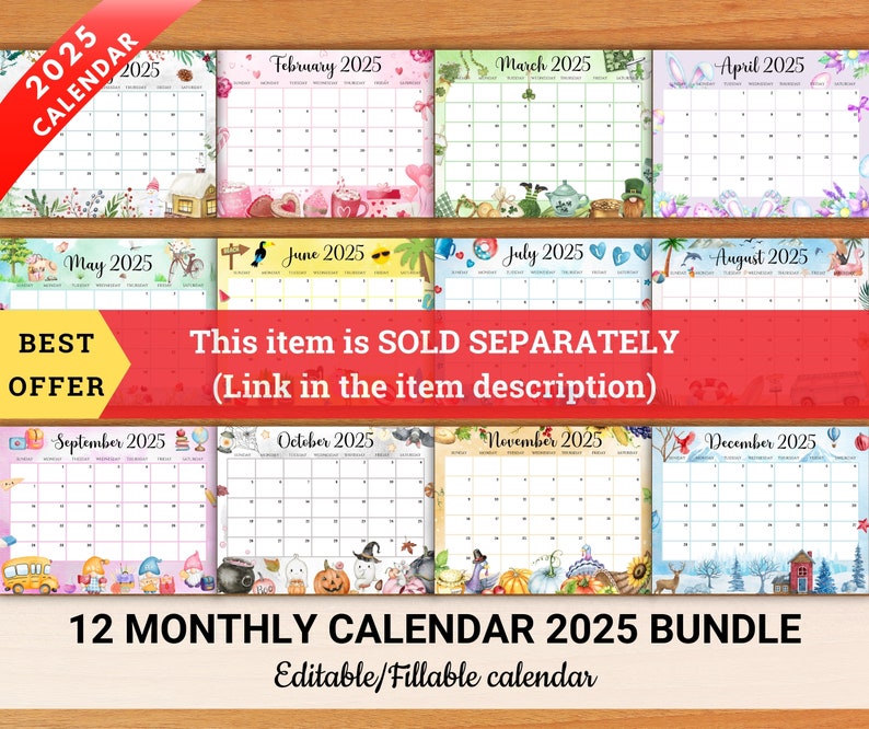 EDITABLE December 2025 Calendar, Gorgeous Colorful Christmas Planner ...