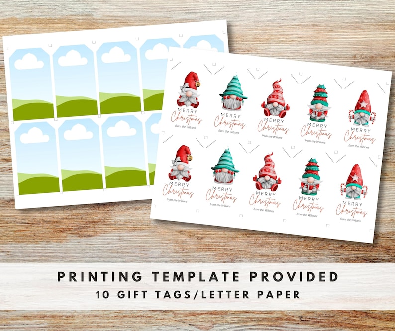 EDITABLE Christmas Gift Tag, Holiday Gift Tag Template With Cute Gnomes ...
