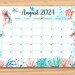 EDITABLE August 2024 Calendar, Beautiful Colorful Undersea With Sea ...
