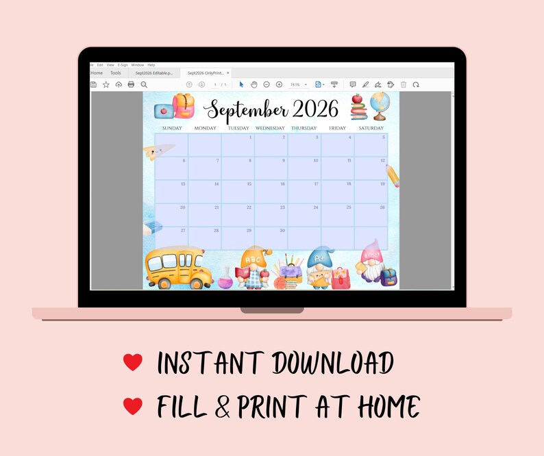 Editable September 2026 Calendar | Monthly Planner Printable PDF ...