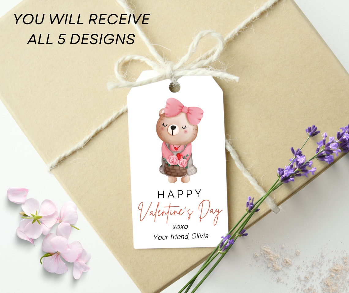 EDITABLE Valentine Gift Tag School Tag Template W/ Cute - Etsy