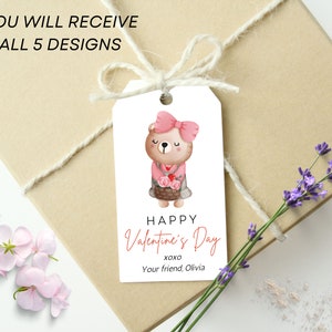 EDITABLE Valentine Gift Tag, School Tag Template W/ Cute Bears ...