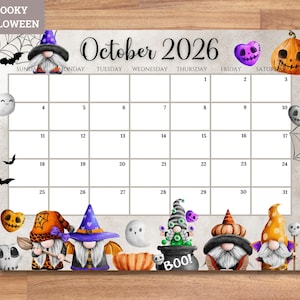 Editable Gnome 2026 Calendar | Cute Monthly Planner PDF | Printable ...
