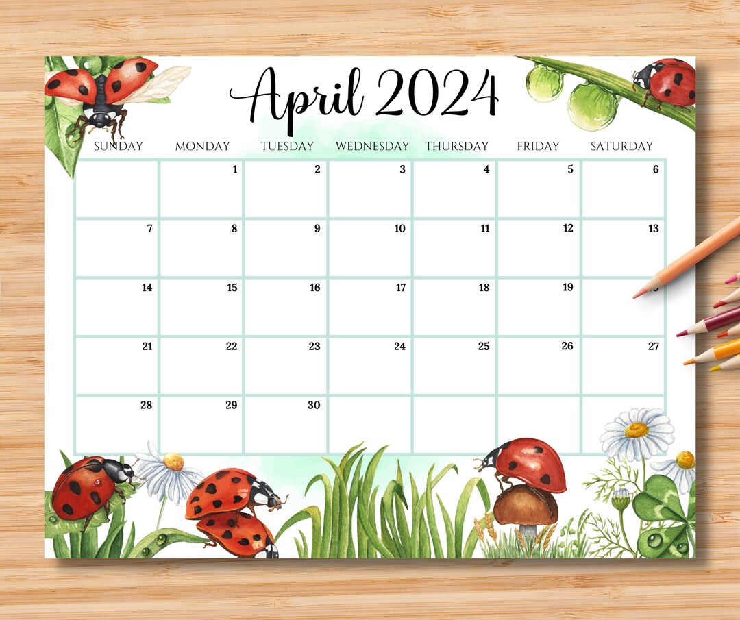 EDITABLE April 2024 Calendar, Fillable Spring Planner, Monthly Schedule ...