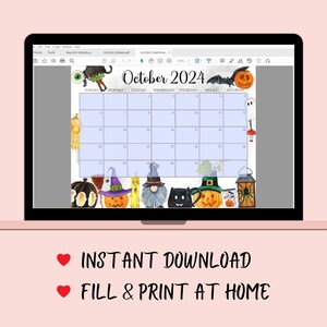 Editable October 2024 Calendar, Spooky Halloween W/ Cute Gnome ...