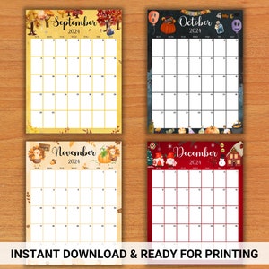 EDITABLE Vertical/portrait Monthly Calendar 2024 Bundle, Cute Printable ...