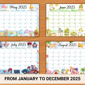 EDITABLE Gnome Monthly Calendar 2025, Printable Monthly Planner ...