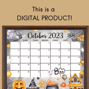 EDITABLE October 2023 Calendar Cute Spooky Halloween 2023 - Etsy Israel