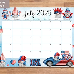 EDITABLE Gnome Monthly Calendar 2025, Printable Monthly Planner ...