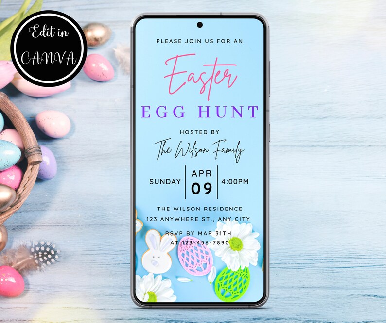 Editable Easter Egg Hunt Invitation Easter Invitation Bunny - Etsy