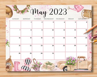 EDITABLE May 2023 Calendar English Garden Spring Vibe - Etsy